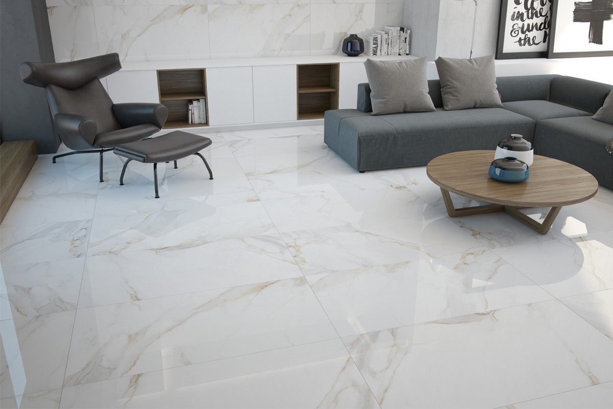 Gres porcellanato effetto marmo calacatta PA 1200 59X119 LUC. Gres porcellanato effetto marmo calacatta PA 1200 59X119 LUC.